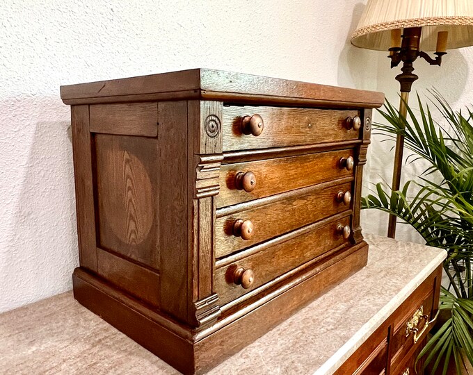 Oak Thread Chest Antique 4 Drawer Clark’s Miles End ONT Spool Cotton ...