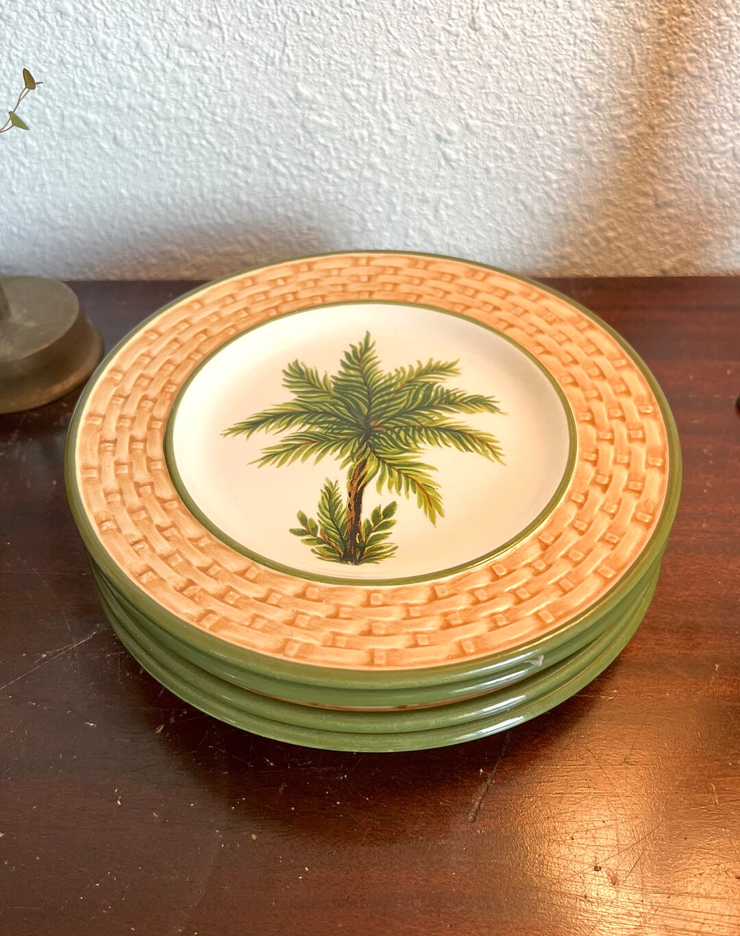 Tabletops Gallery Palm Beach Pattern 8 Plate Palm Tree With - Etsy