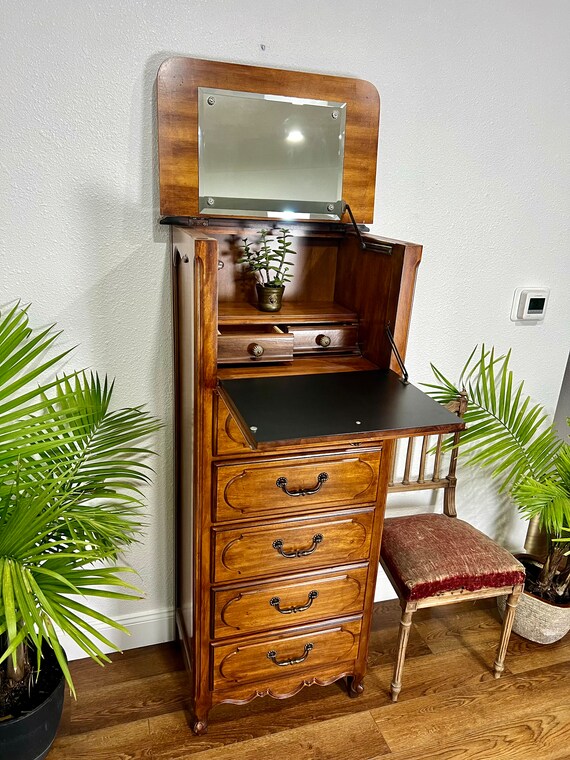 French Country Gentlemans Chest With Mirror Tall Narrow Henry Link Margaux Collection Lingerie Chest of Drawers Grooming Dressing Stand Etsy