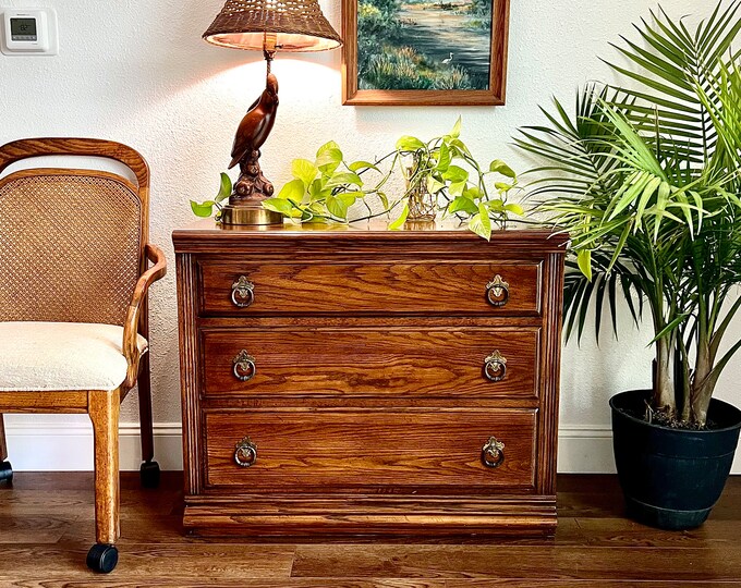 Ethan Allen Charter Oak Chest of 3 Drawers Traditional Commode Large ...