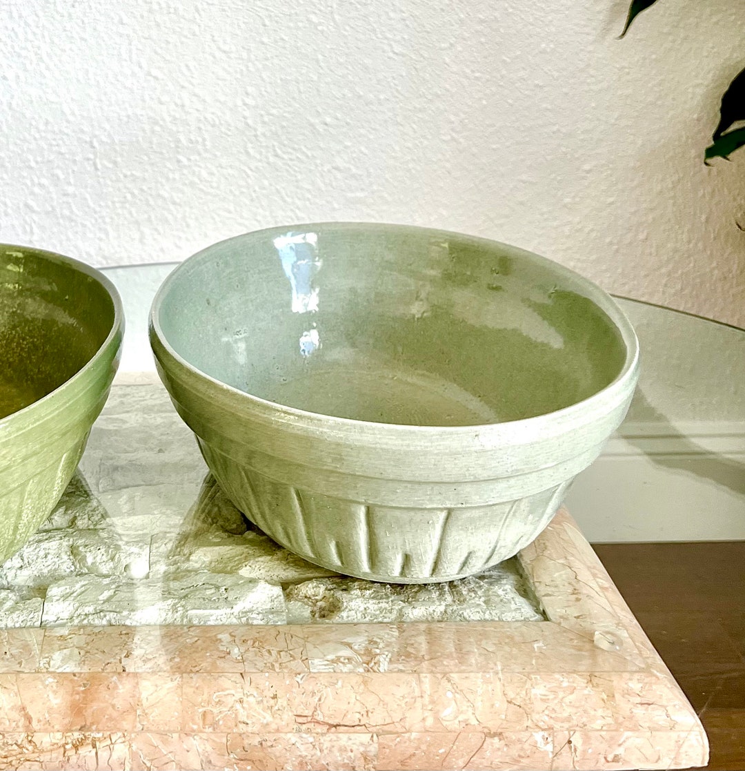 Antique Stoneware Bowl Large Celadon Green MP Mountainside Art Pottery ...