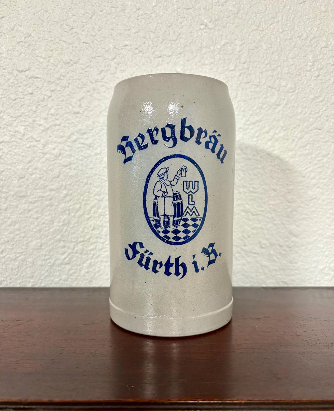 Vintage German Beer Stein Bergbrau Furth Stoneware 1 Liter Beer Mug - Etsy