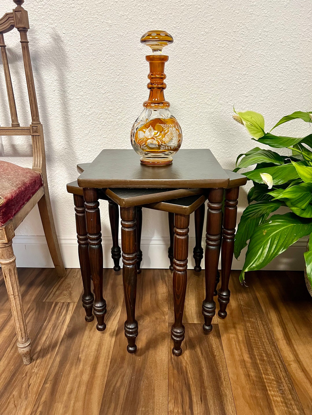 Mid Century Stacking Nesting Tables Bohemian Nested Table Set of Three ...
