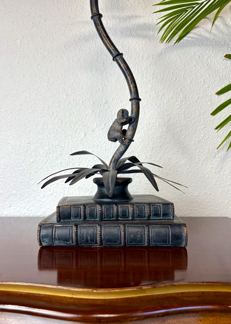 Maitland Smith Style Lamp Monkeys Climbing Palm Tree Bronze Palm Beach ...