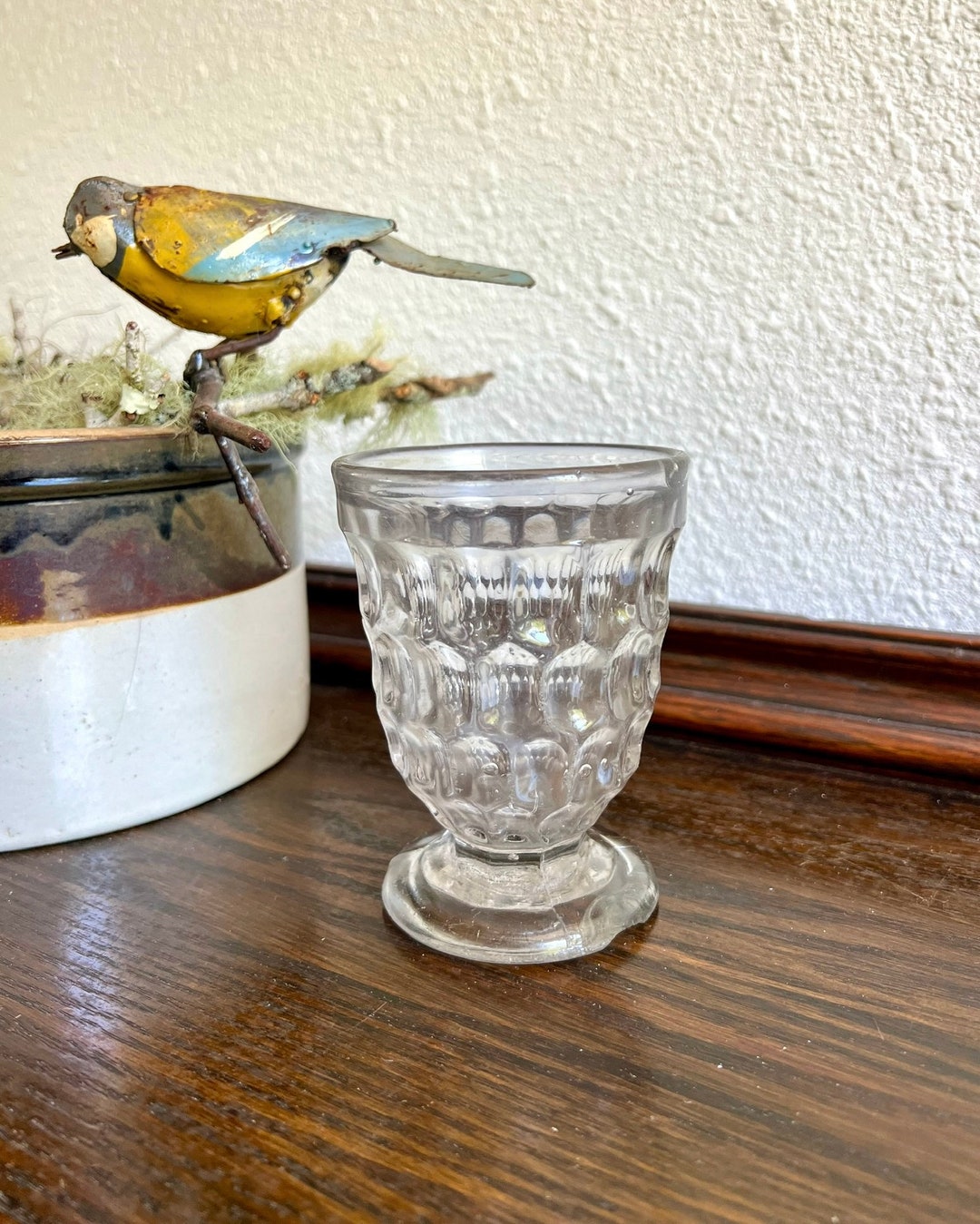 Civil War Era Drinking Glass Thumbprint Pattern Antique EAPG Bakewell ...