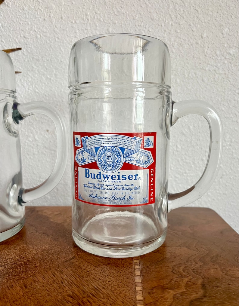 PAIR of Budweiser Beer Mugs Extra Large 48oz Vintage Heavy - Etsy
