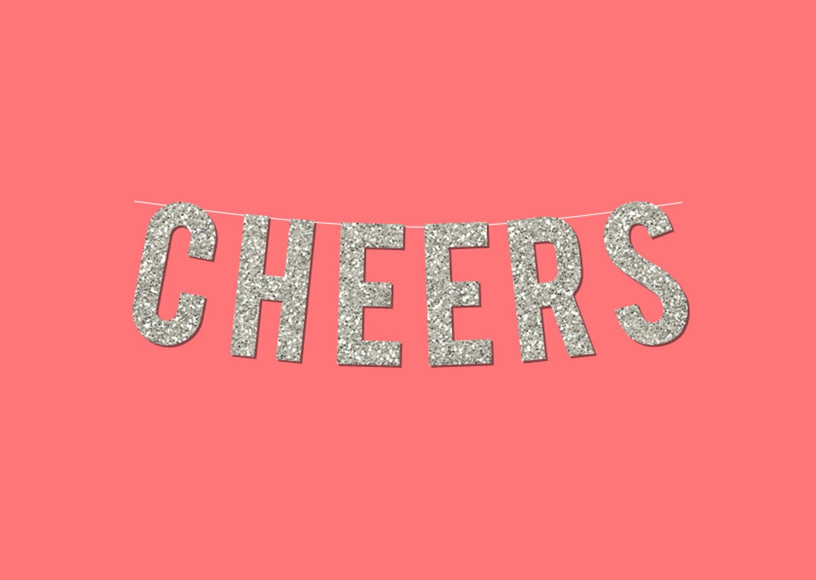 Cheers Silver Sparkly Banner - Digital Printable Instant Download - Etsy