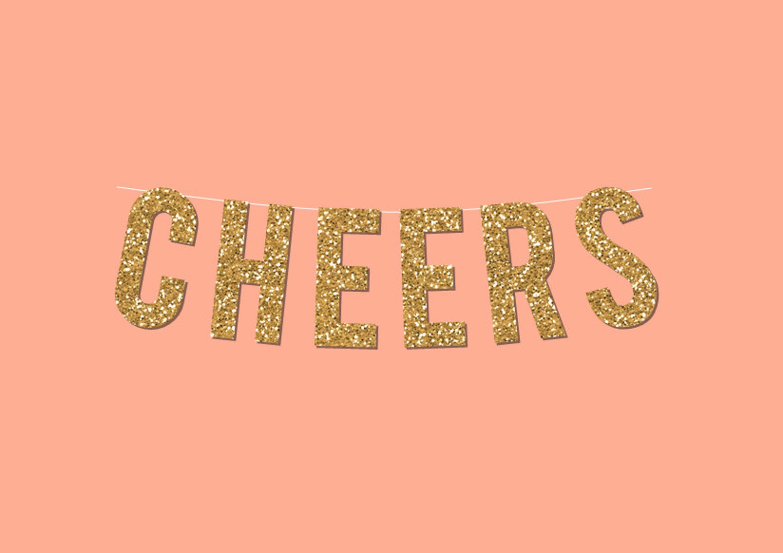 Cheers Gold Sparkly Banner - Digital Printable Instant Download - Etsy