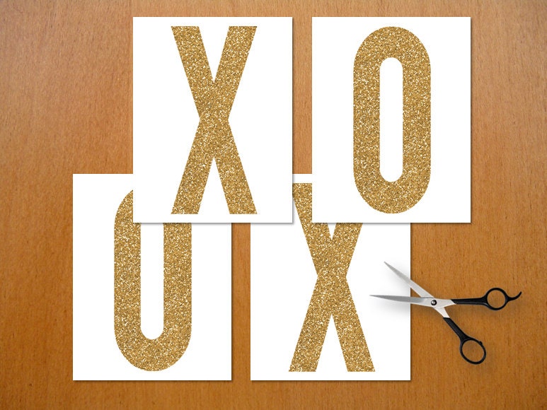 XOXO Gold Sparkly Banner Digital Printable Instant Download | Etsy