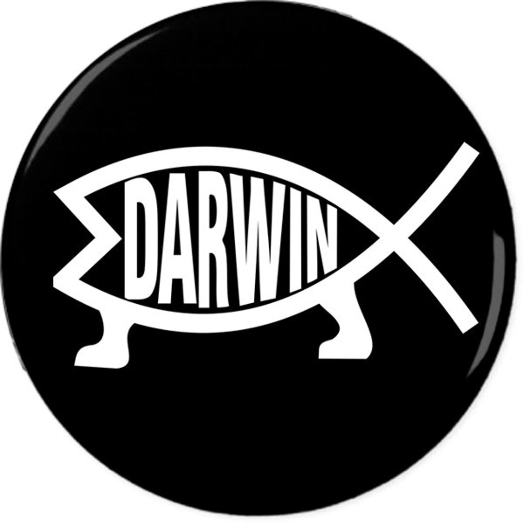 Darwin Fish Pin-back Button - 6 Sizes - Pro Evolution Anti Christianity ...