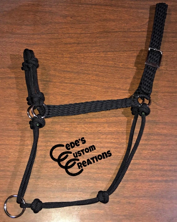 Black Rope & Braided Halterbraided Horse Halterparacord - Etsy