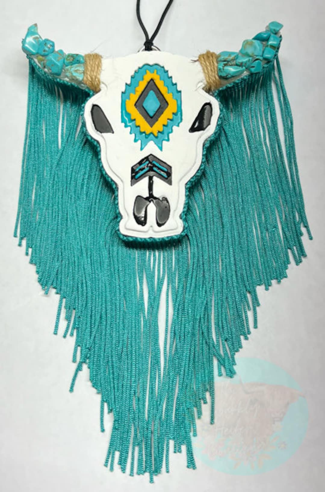 Small Western Aztec Bull Skull Car Freshie With Fringe,custom Made ...