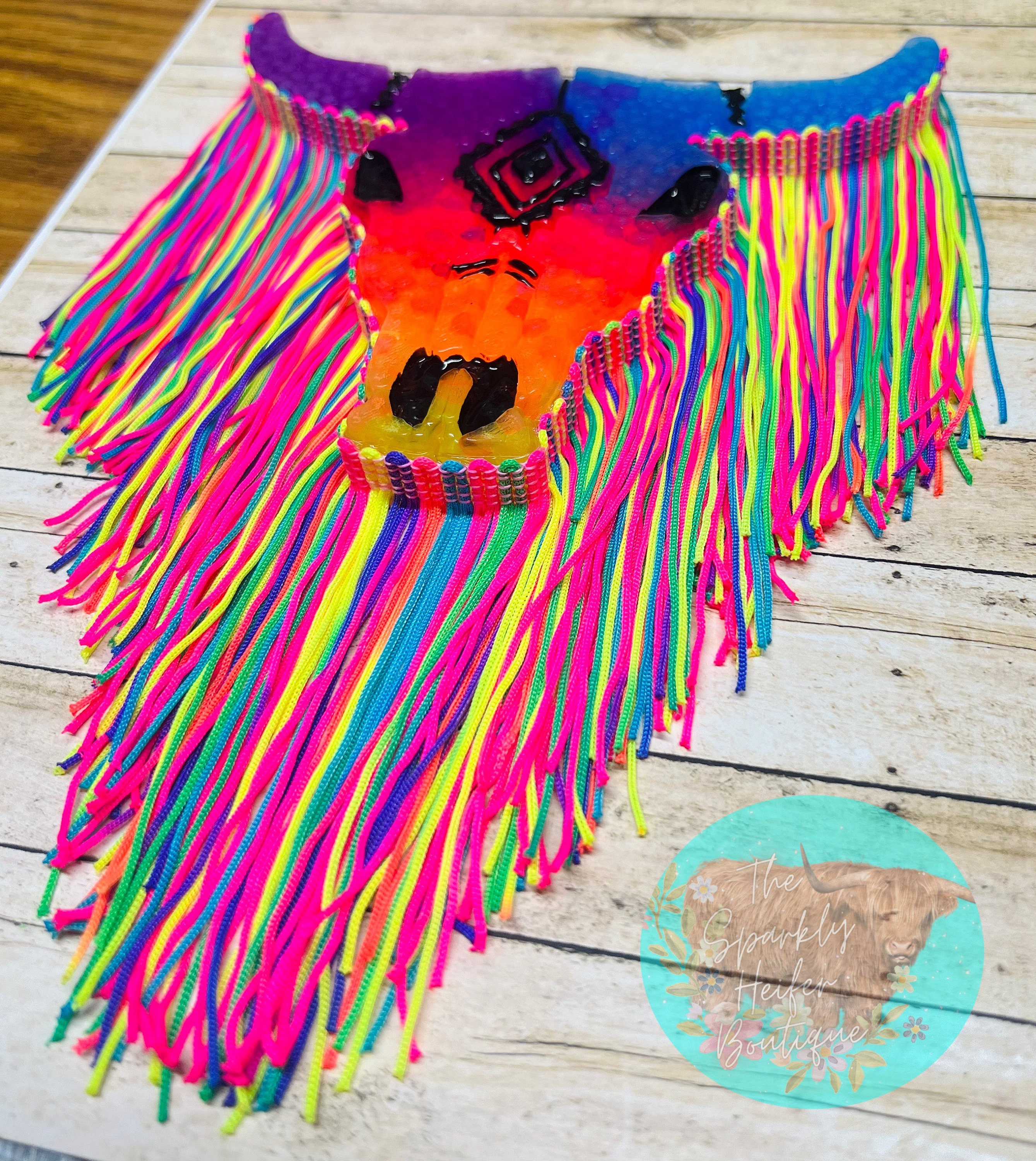 Large Aztec Bull Skull Fringe Car Freshiecustom Made - Etsy