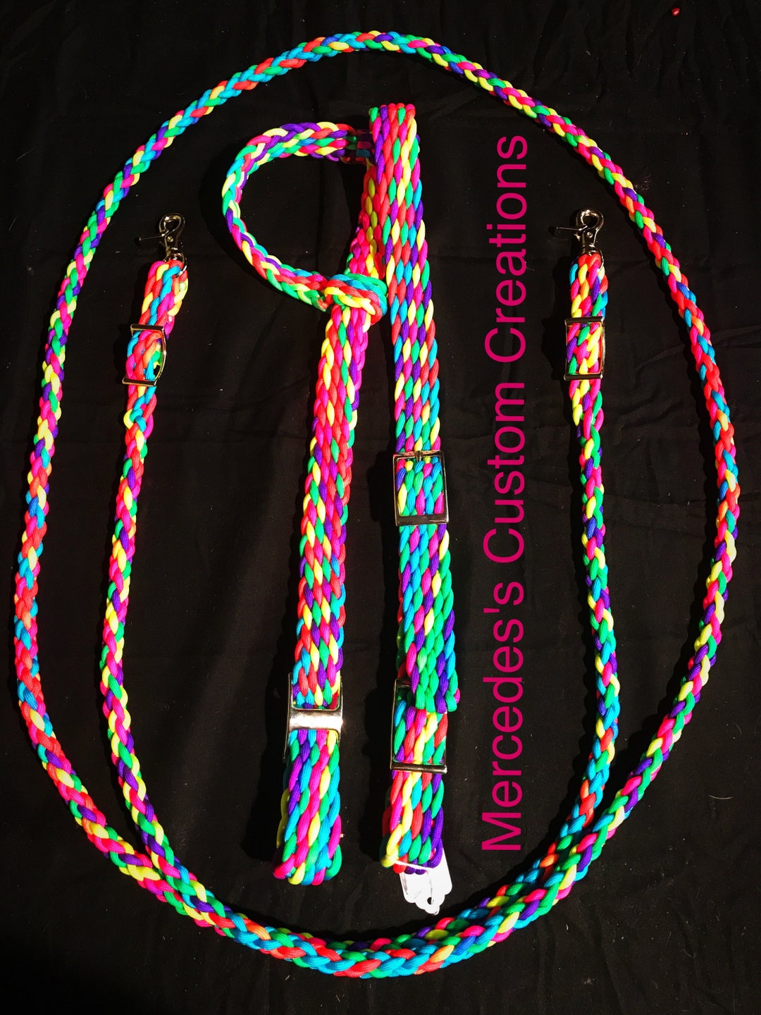 Rainbow Headstall & Matching 8’ Round Braided Reins - Etsy