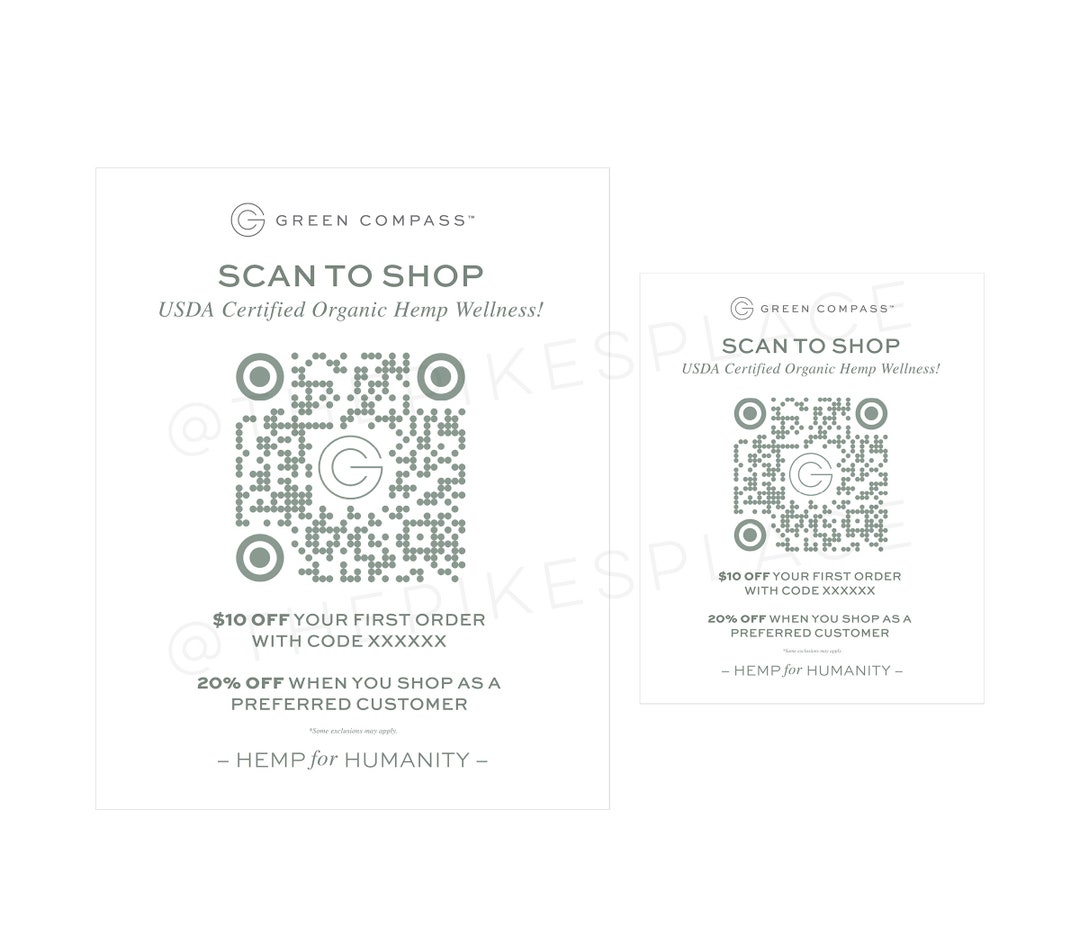 DIGITAL FILE - 8x10 & 5x7 - Green Compass QR Code Sign - Etsy