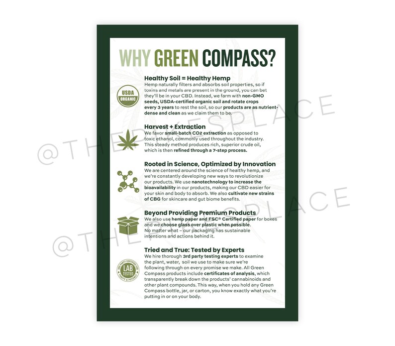 Why Green Compass 4"x6" Info Cards - Etsy