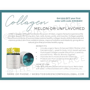 DIGITAL FILE - 4 up - Green Compass Collagen - Personalized Tip Card - Etsy