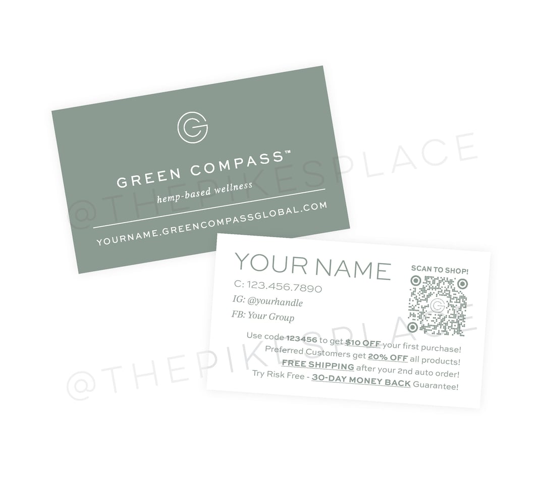 Green Compass Hemp Paper Business Cards - Etsy