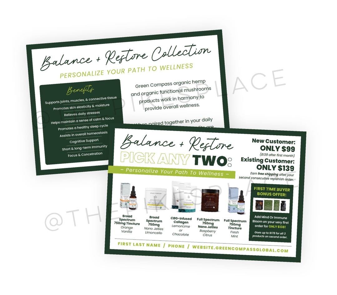 Personalized Balance & Restore Info Card - 4" X 6" - Etsy