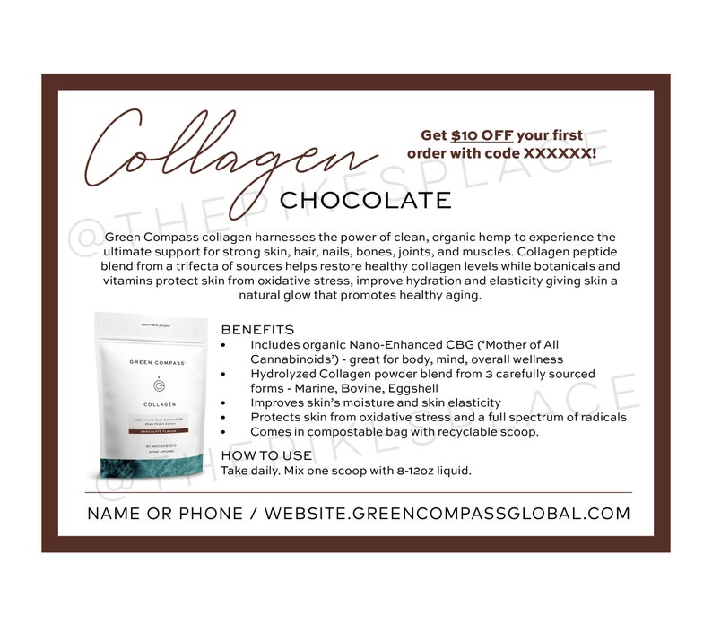 DIGITAL FILE - 4 up - Green Compass Chocolate Collagen - Personalized ...