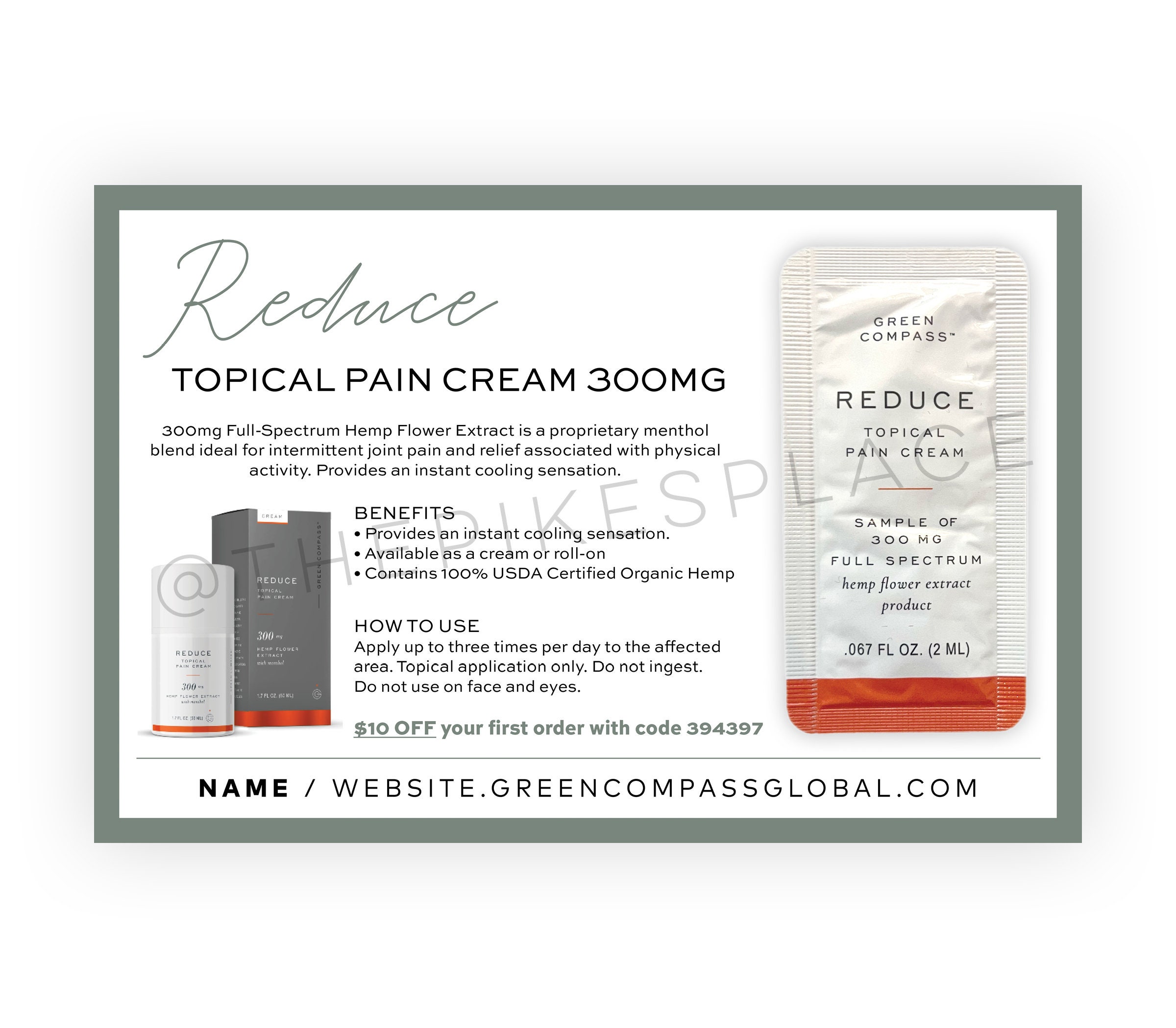 DIGITAL FILE Reduce Pain Cream Sample Card 4x6 - Etsy
