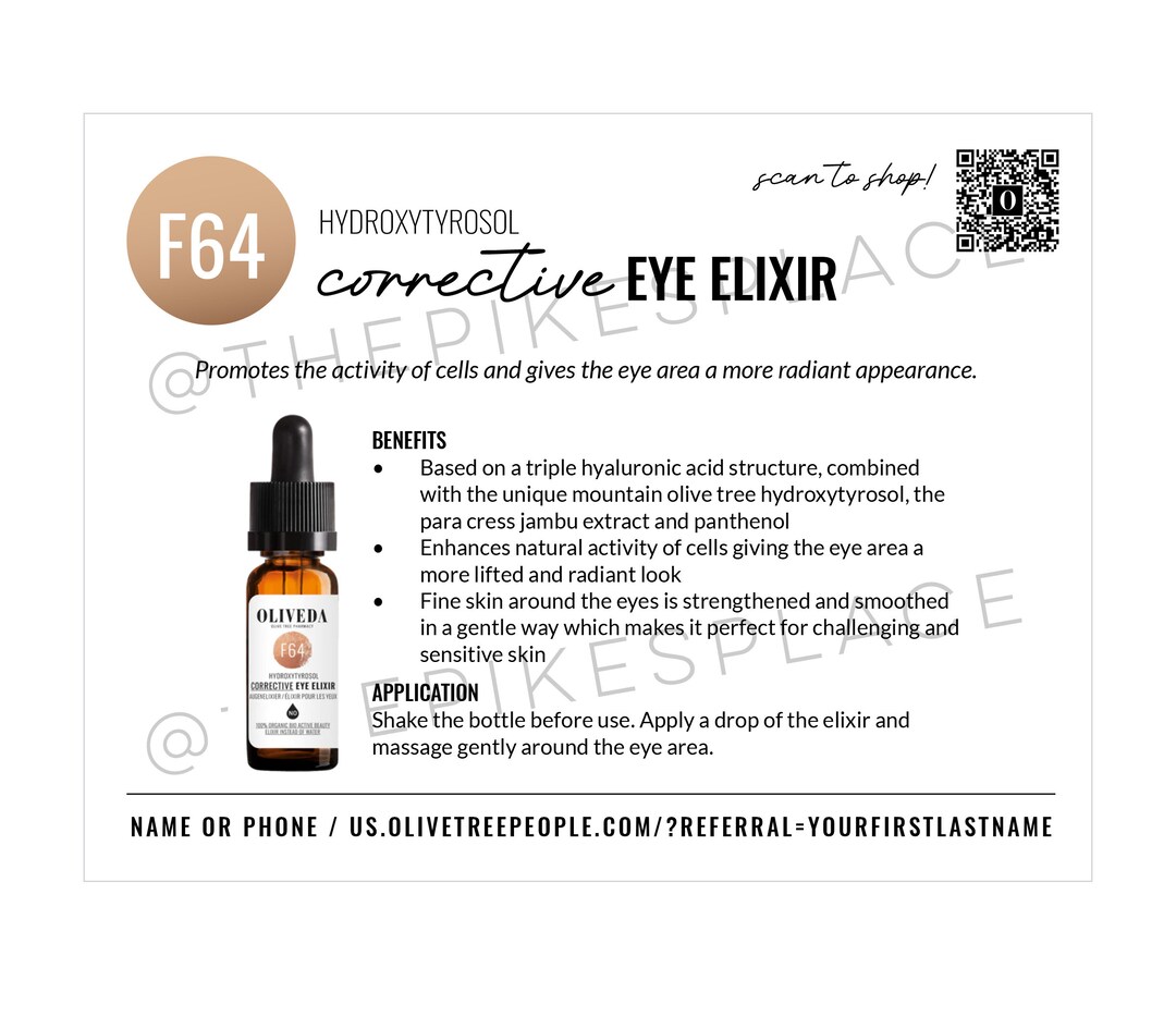DIGITAL FILE 4 up Olive Tree People F64 Corrective Eye Elixir Personalized Tip Card - Etsy