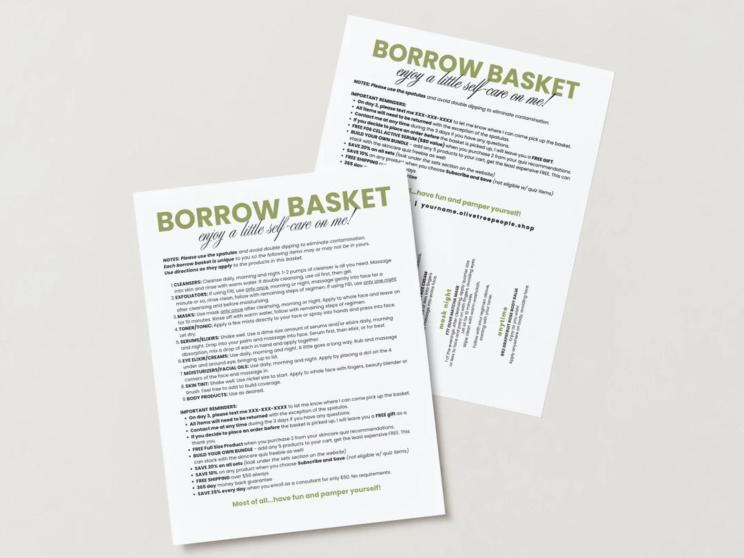 CANVA TEMPLATE - Borrow Basket Flyer - Olive Tree People - Etsy