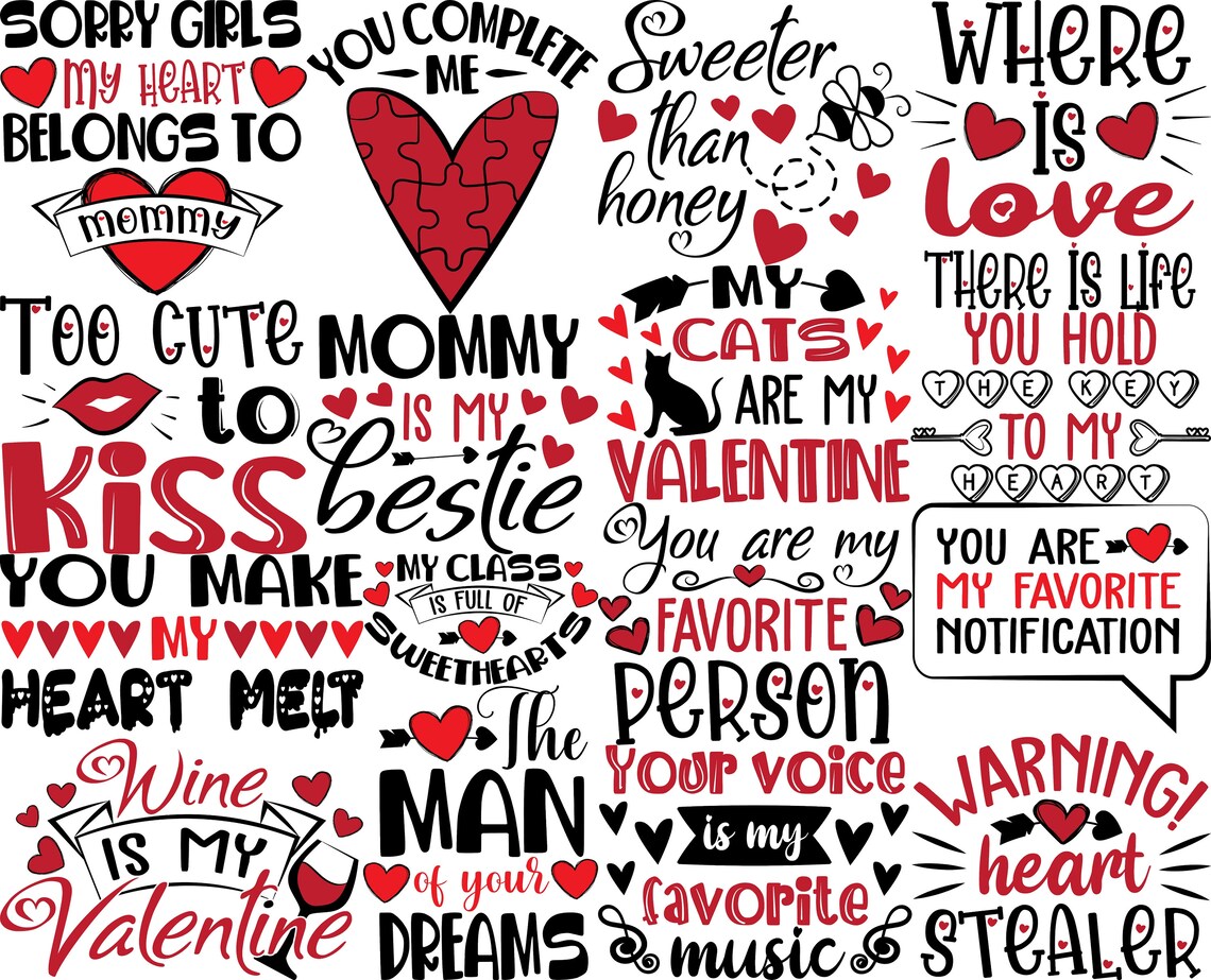 Valentine Image Bundle, Valentine's Day Design Bundle, Valentines Png ...