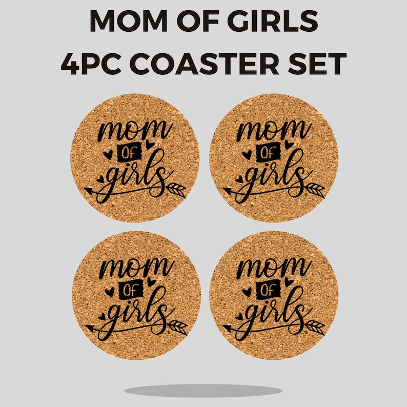 Mom of Girls 4pc Coaster Set, Mom Coasters, Fun Coffee Coasters, Coffee ...