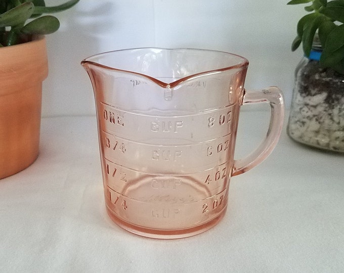 Kellogg's Pink Depression Glass Measuring Cup With 3 Spouts - Vintage ...