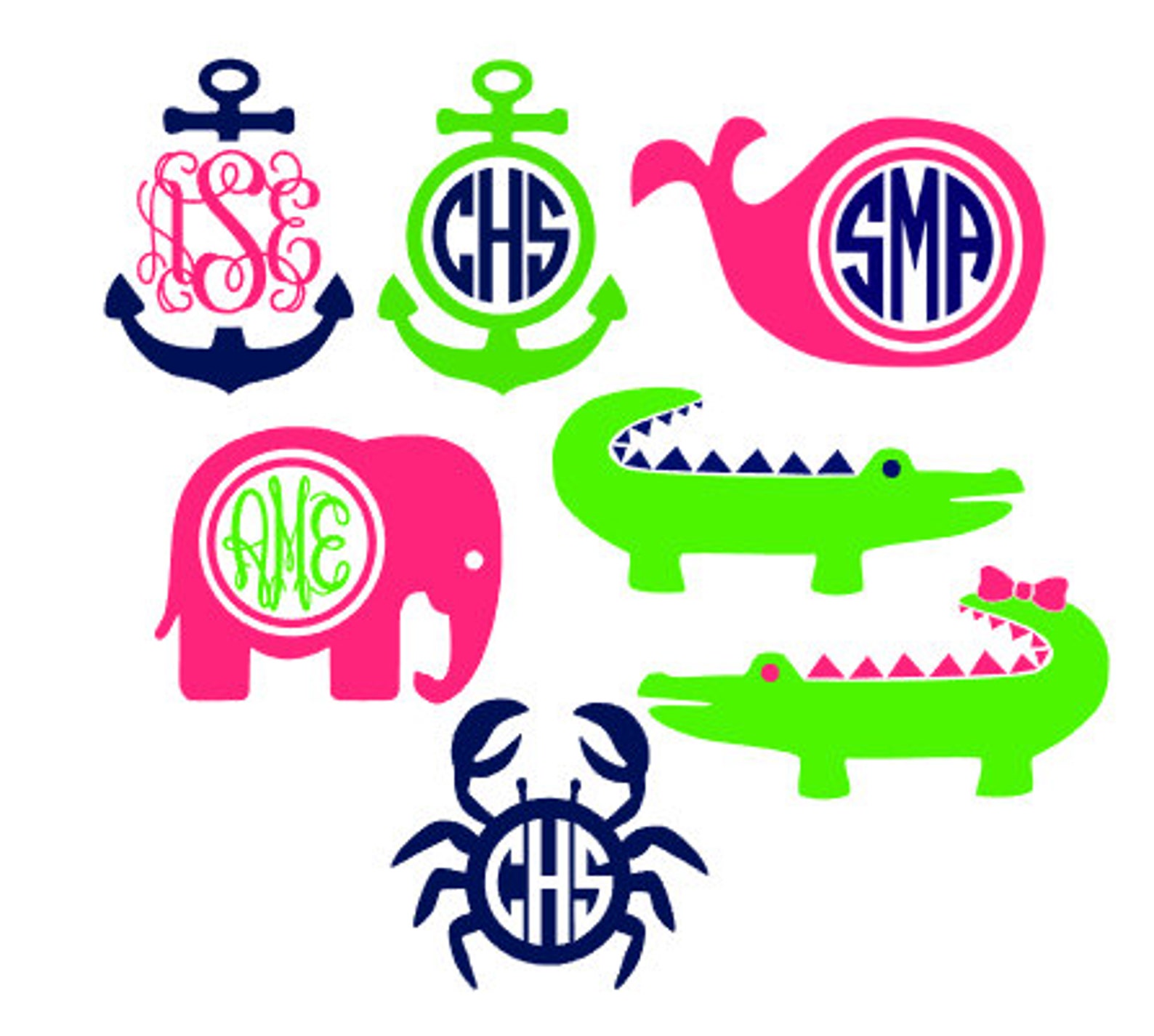 Preppy Monogram Pack Instant Download Cut File SVG DXF EPS | Etsy