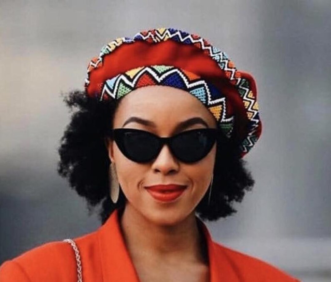 Zulu Double Layered Beaded Hat Beret Hat Beaded Hat Beaded Beret Hat ...