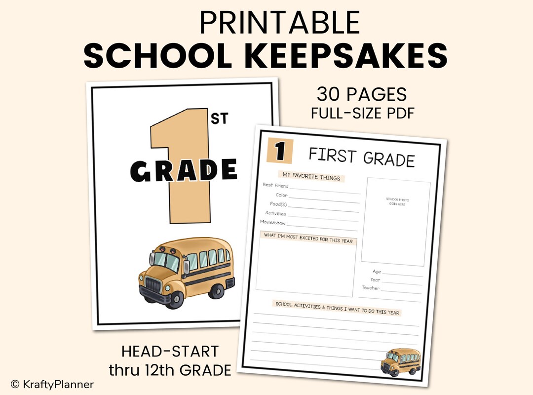 School Memory Box and Keepsake Folder Printables, Back-to-school ...