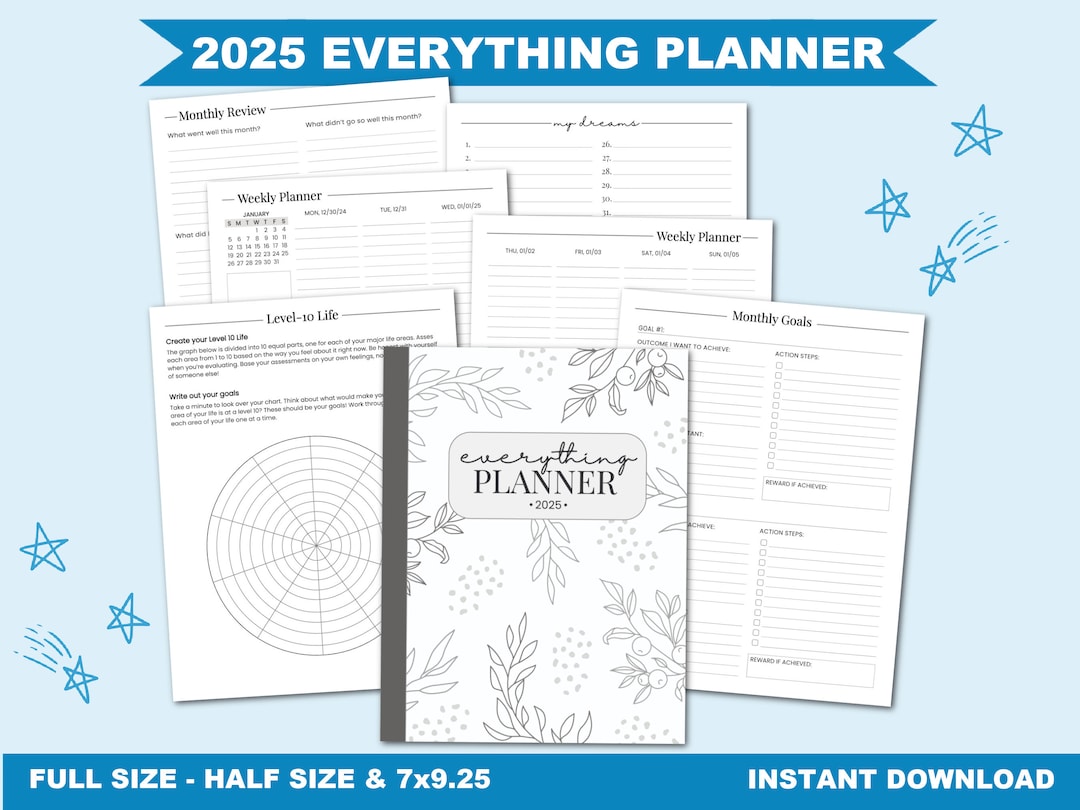 2025 Everything Planner Printable PDF Minimalist Monthly, Weekly, and ...