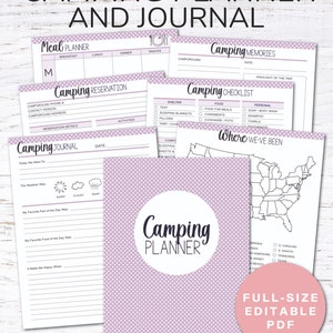 Camping Planner and Journal Editable PDF Purple Camping Planner ...