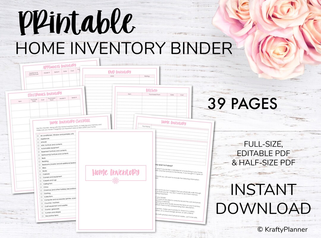 Home Inventory Planner Printable Household Asset Tracker, Property ...