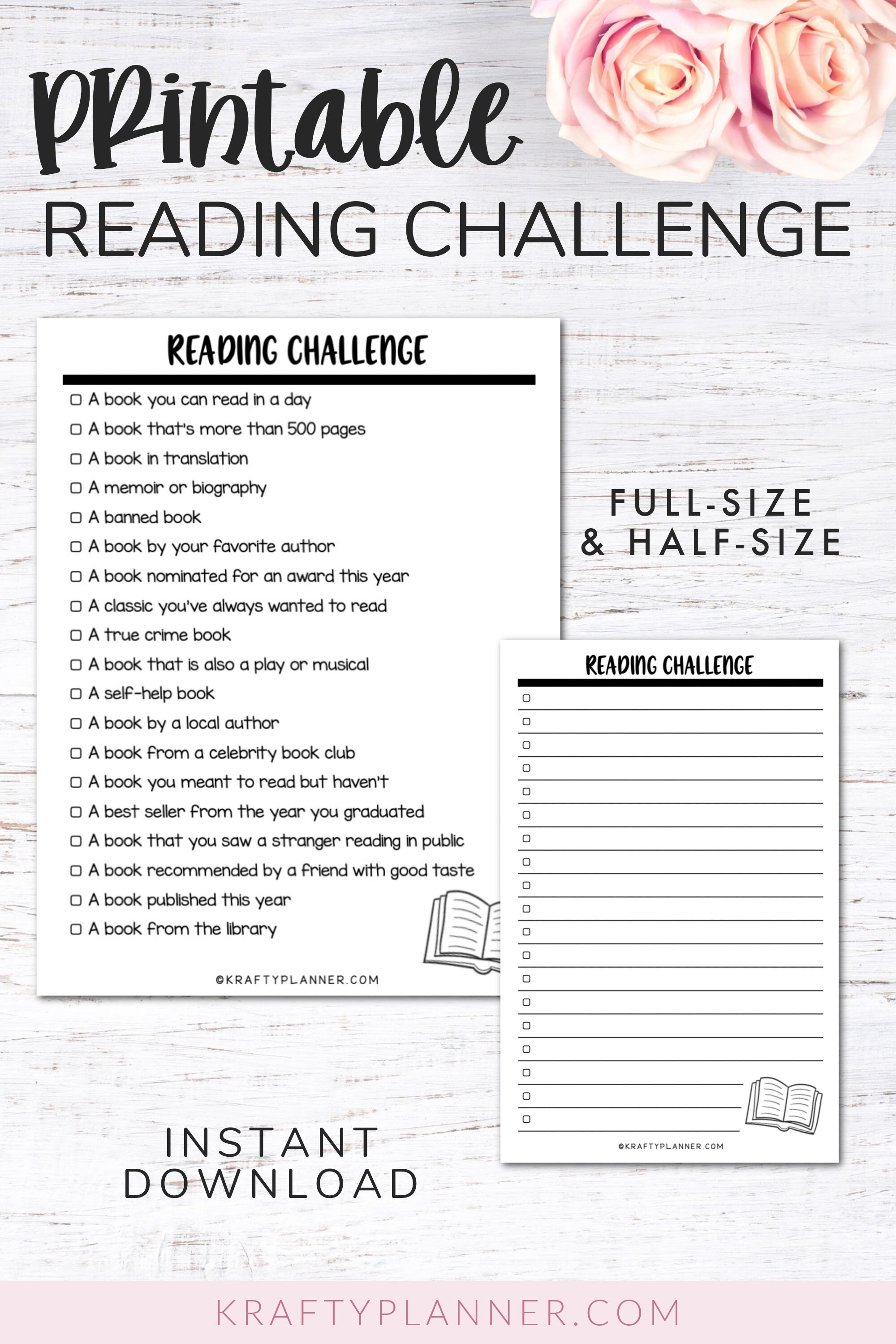 Reading Challenge Printable - 4 Sheets - PDF - Etsy