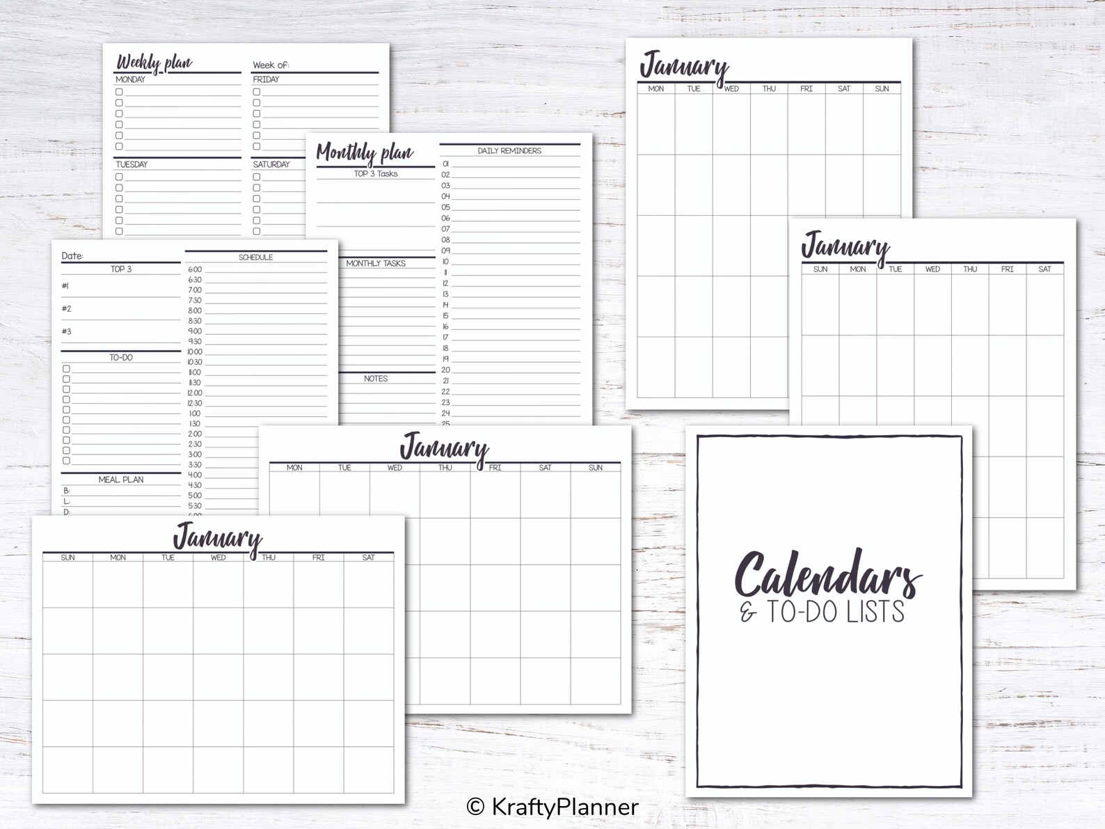Calendars and To-do List Planner Pack - 69 Pages - Etsy