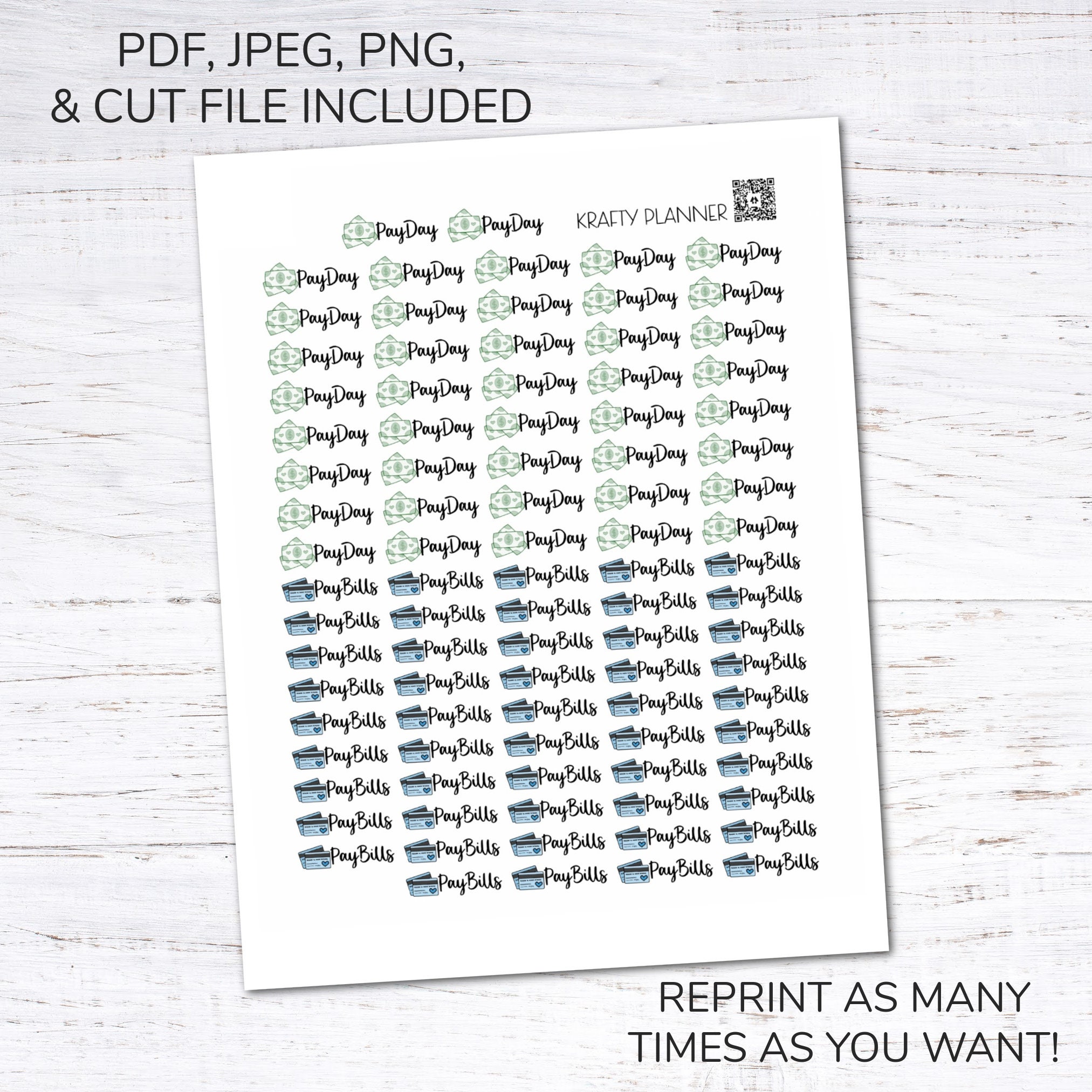 Pay Day & Pay Bills Printable Planner Stickers - Etsy