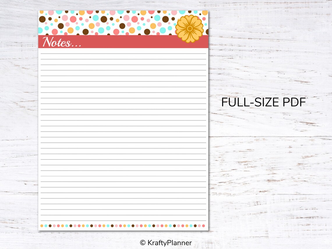 Printable Notes Page - Etsy