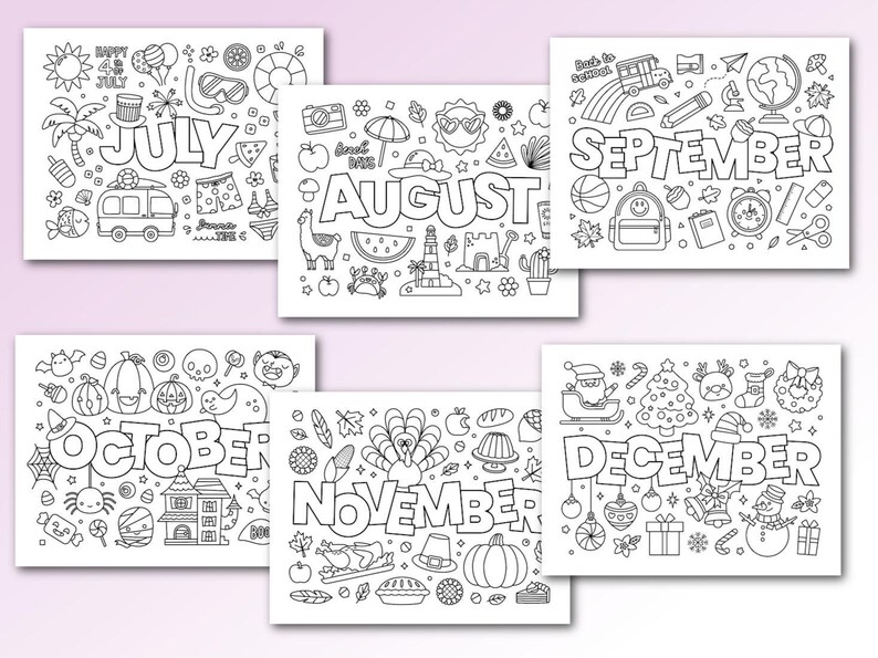 2025 Printable Coloring Calendar | Fun Monthly Planner | Dated Calendar ...