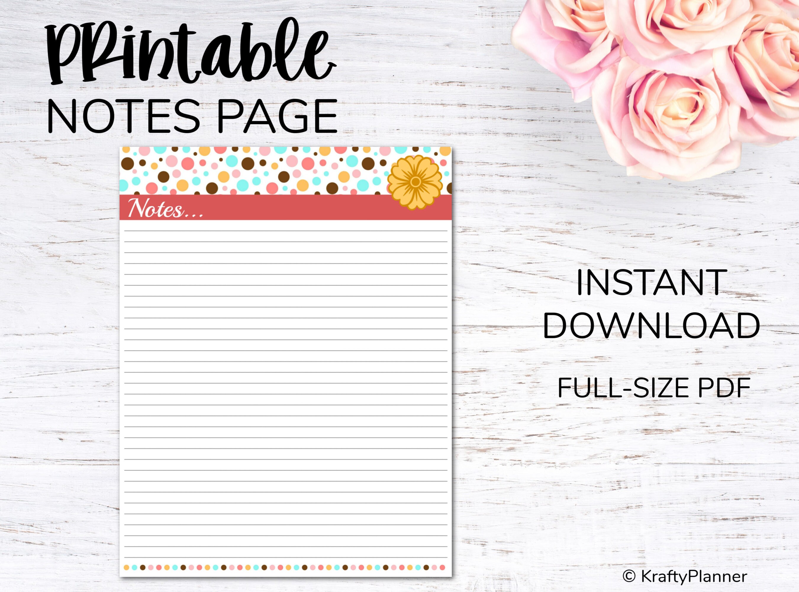 Printable Notes Page - Etsy