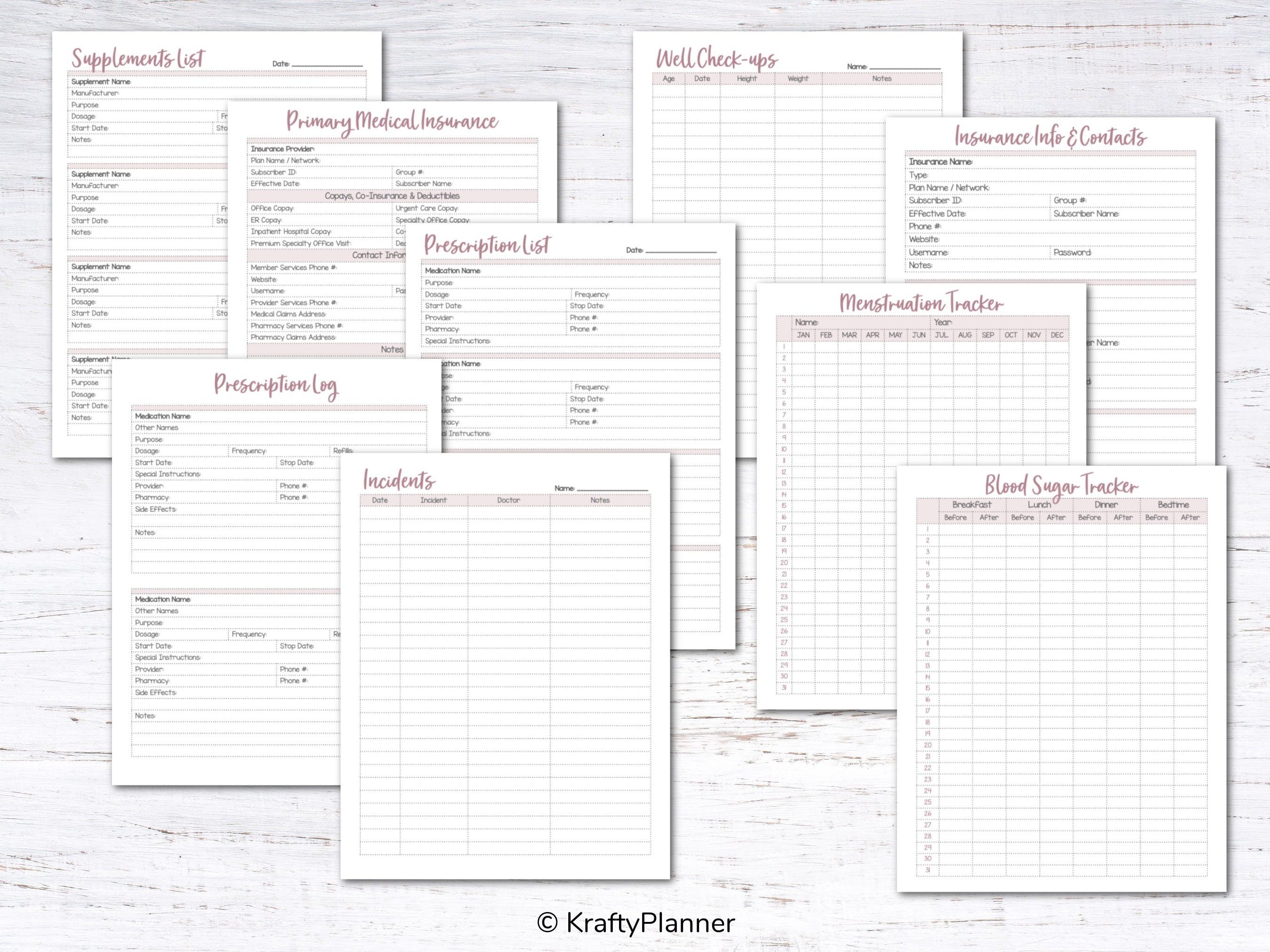 Medical Planner Printable Health Organizer Doctor Appointment Tracker ...
