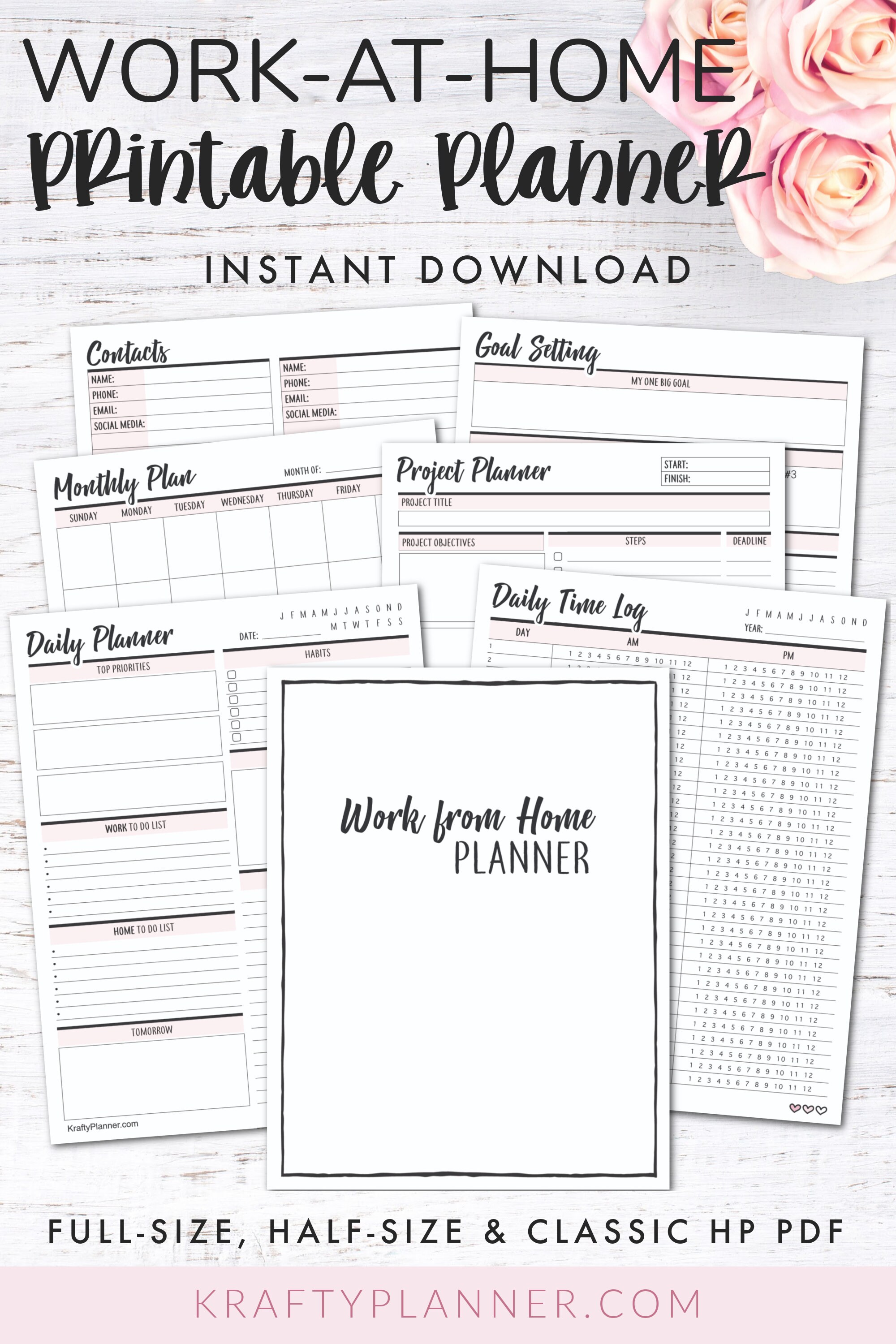 Work at Home Planner, Printable PDF - Etsy