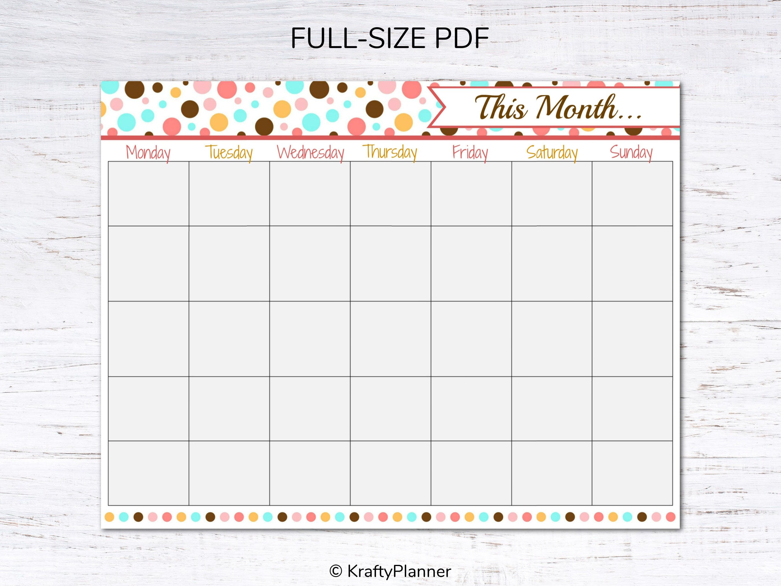 Printable Monthly Menu Planner - Etsy