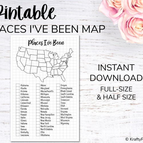 Places I've Been Map United States Map States Ive - Etsy