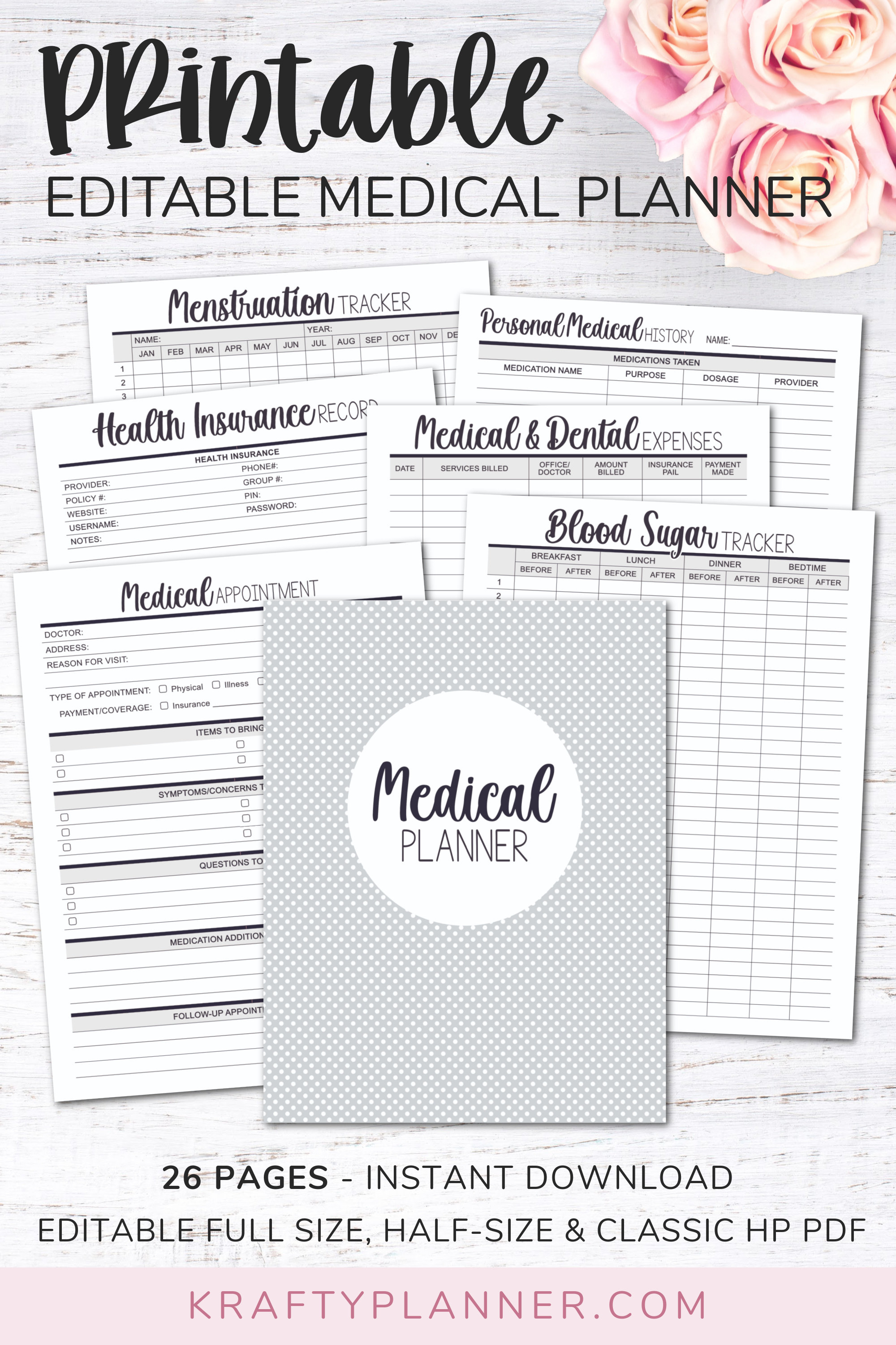 Medical Planner Printable Health Organizer Doctor Appt Tracker Health ...