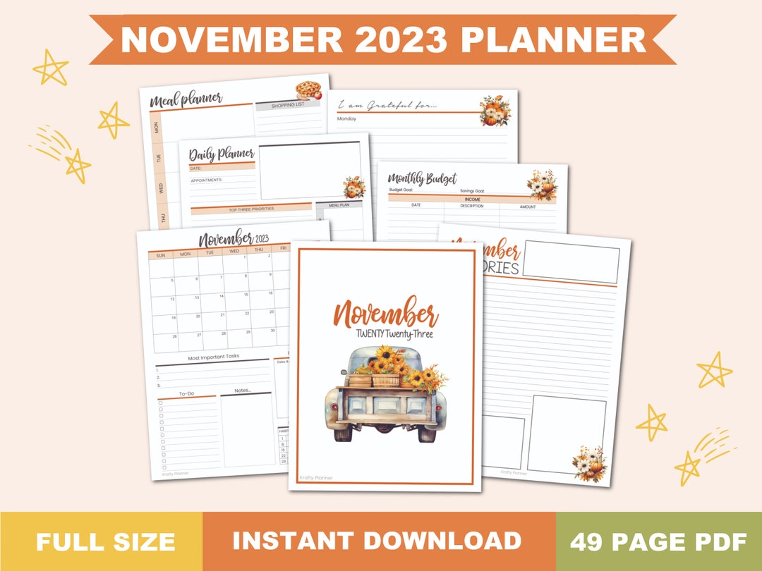 November 2023 Planner Printable PDF Instant Download November 2023 ...