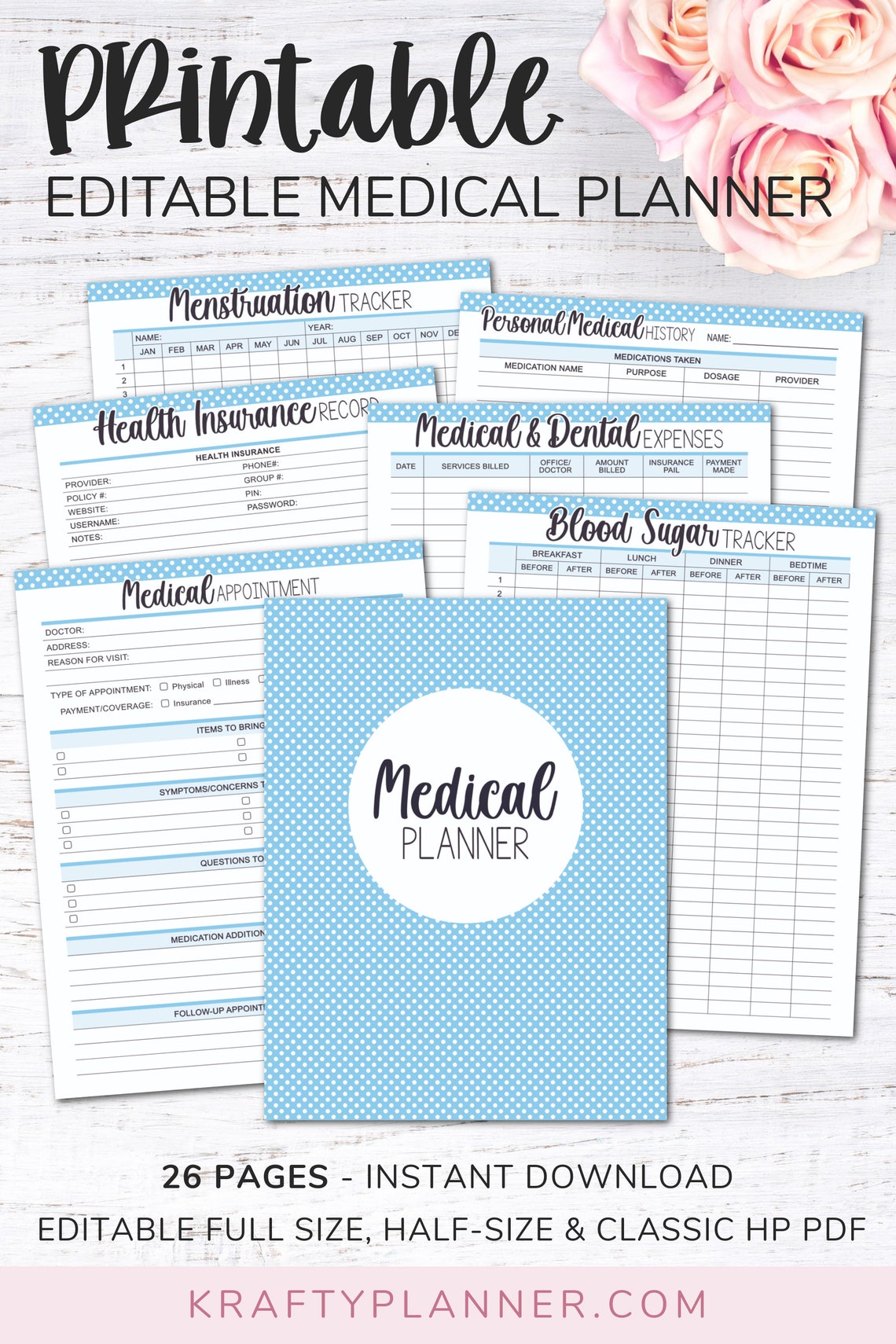 Medical Planner Printable Health Organizer Doctor Appt Tracker Health ...