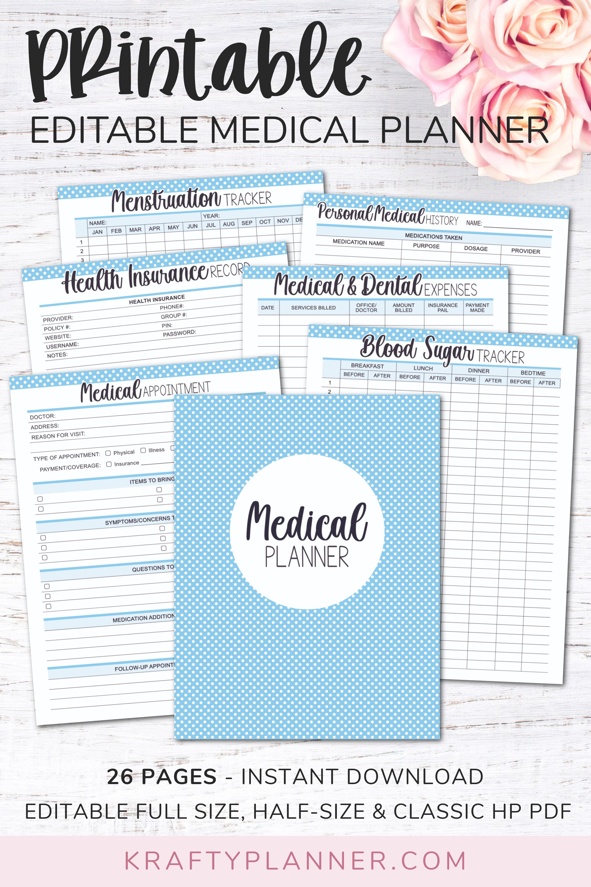 Medical Planner Printable Health Organizer Doctor Appt Tracker Health ...